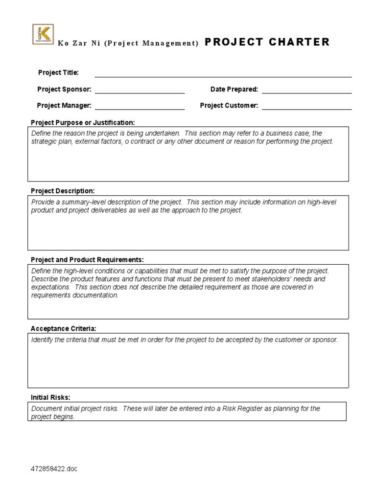 Project Charter for Managers | PDF | Project Management | Economies