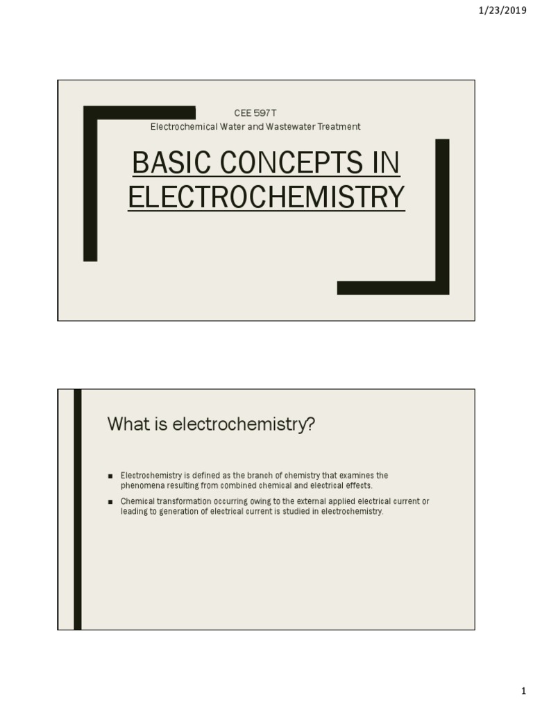 Basic Concepts in Electrochemistry | PDF | Redox | Electrochemistry