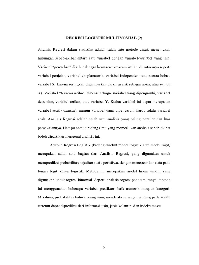 Teori Regresi Logistik Multinomial | PDF