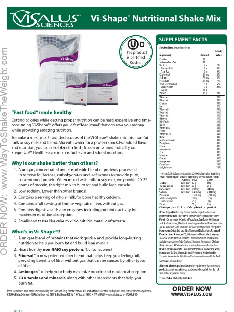 What's in The ViSalus Shake Mix | PDF