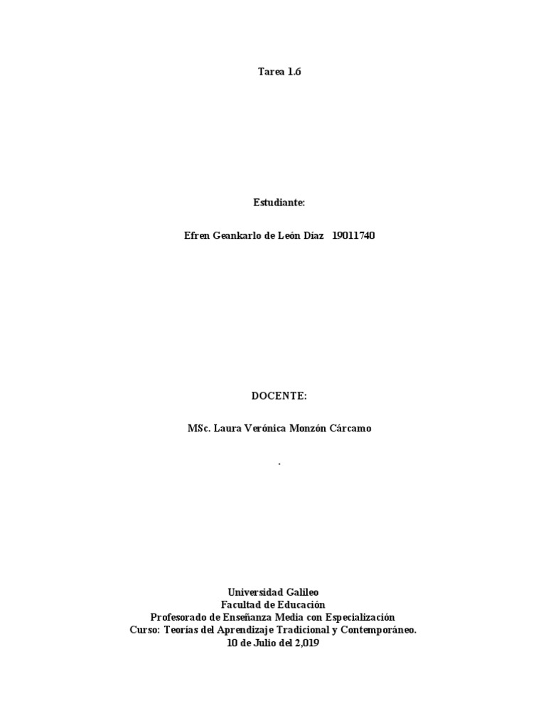Teo Tarea 1.6 | PDF | Aprendizaje | Conocimiento