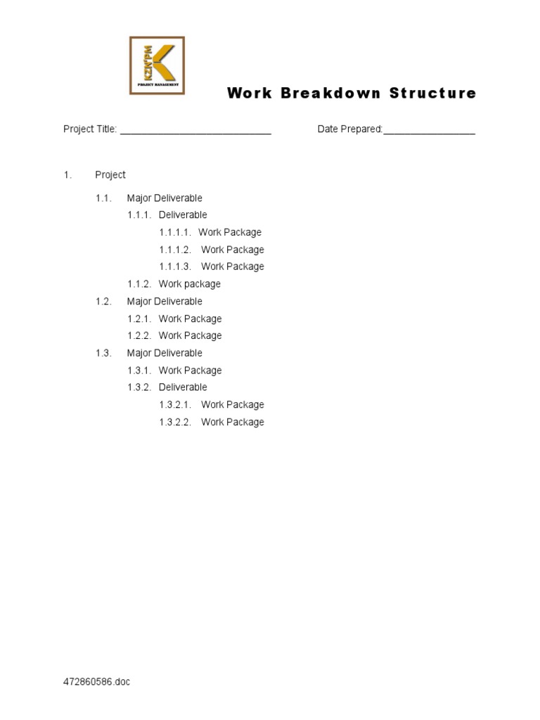 Work Breakdown Structure Template | PDF | Science & Mathematics | Computers