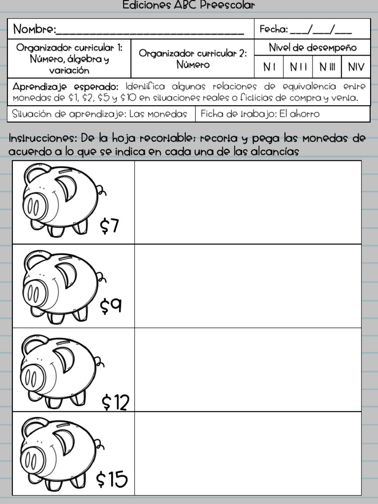 Hojas De Trabajo Sobre Tocar El Dinero