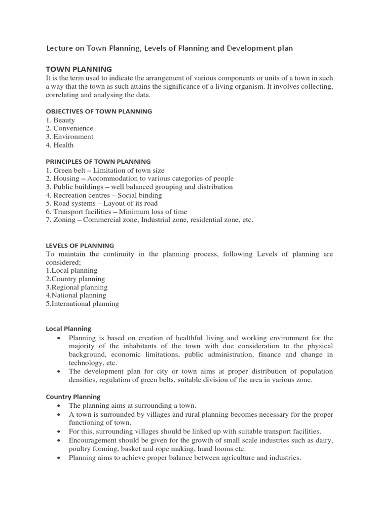 Town Planning and Development Levels | PDF | Urban Planning | Water