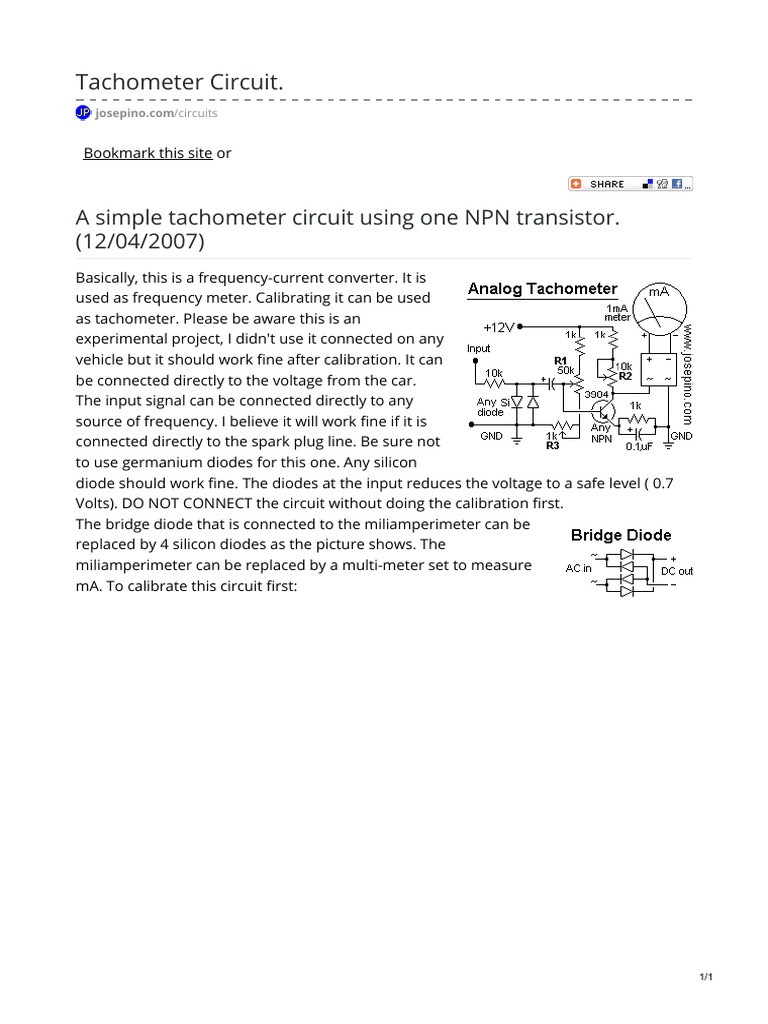 Diy Tachometer Circuit | PDF