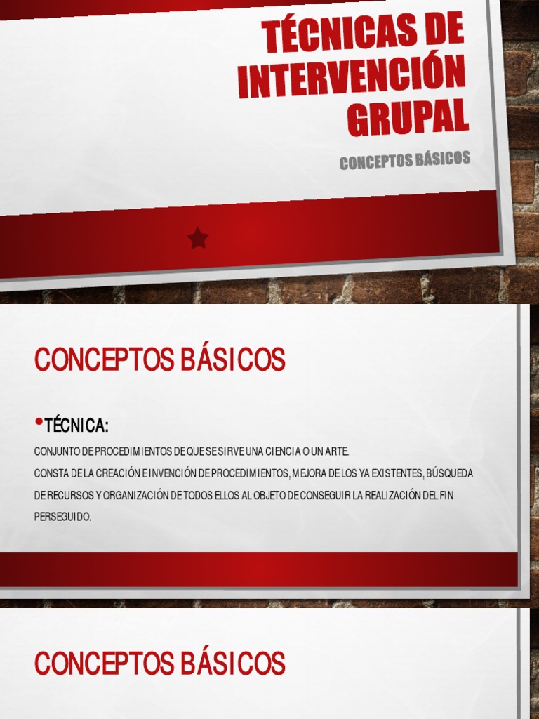 Técnicas de Intervención Grupal Introduccion y Conceptos Bacicos | PDF ...