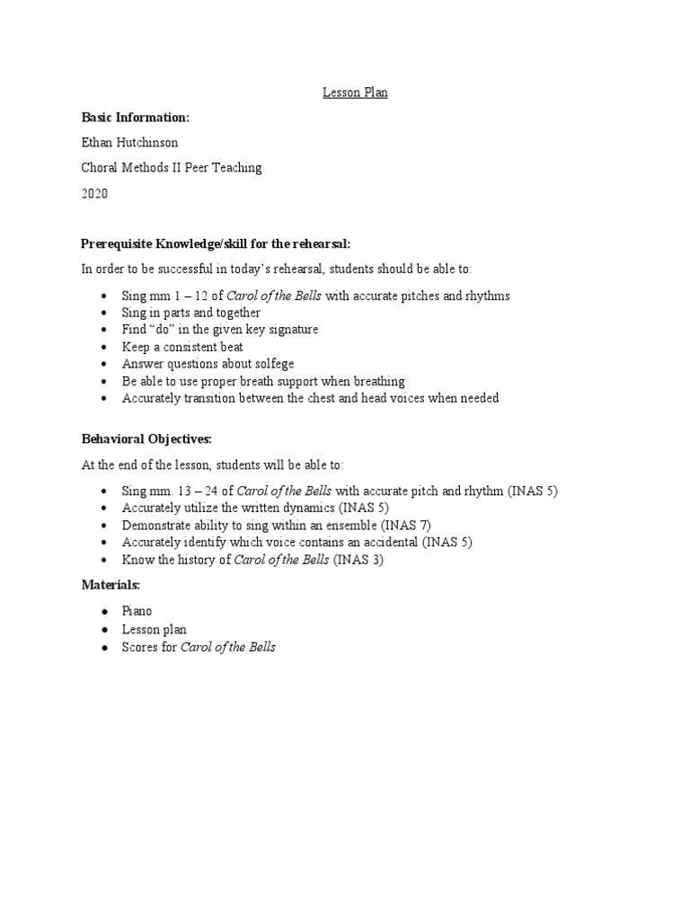 Teaching Carol of the Bells Solfege | PDF | Lesson Plan | Elements Of Music