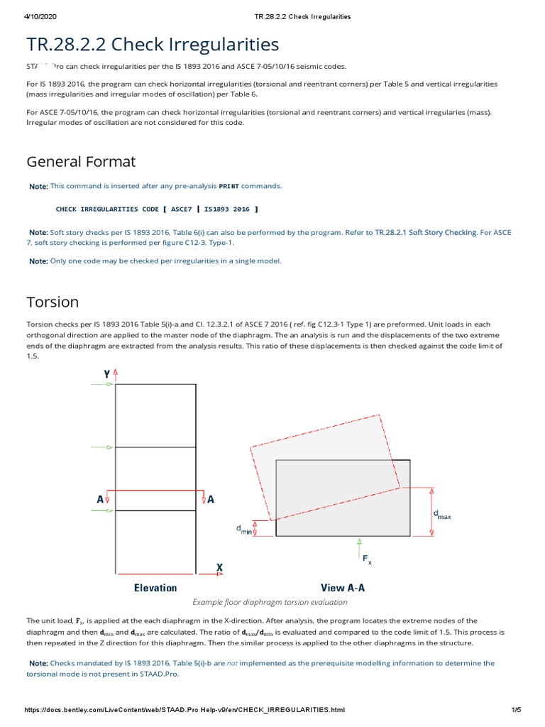Check STAAD.Pro for seismic code irregularities | PDF | Normal Mode ...