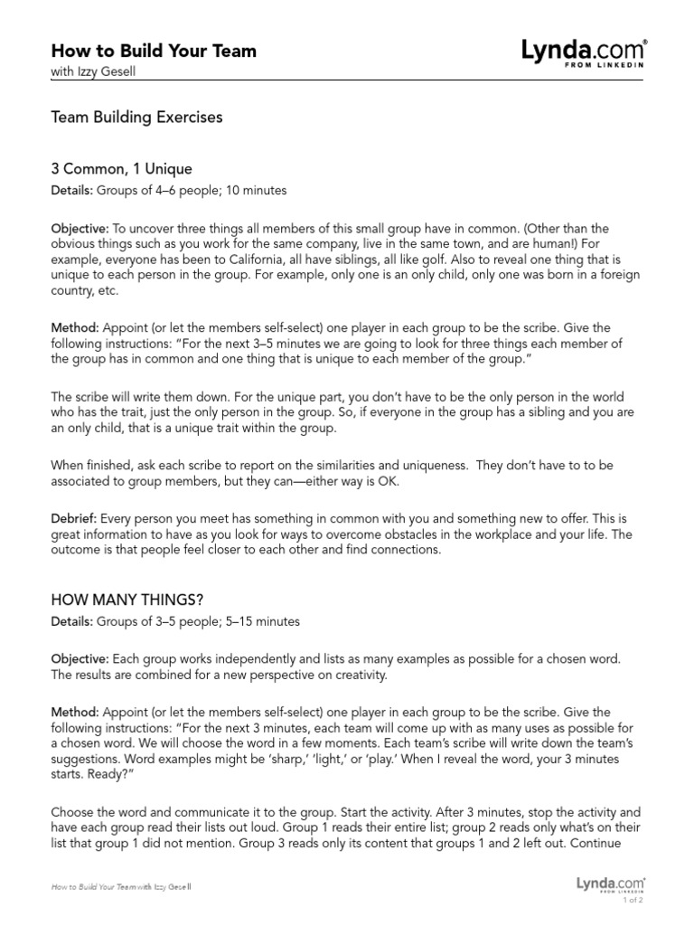 Team Building Exercises | PDF | Cognitive Science | Communication