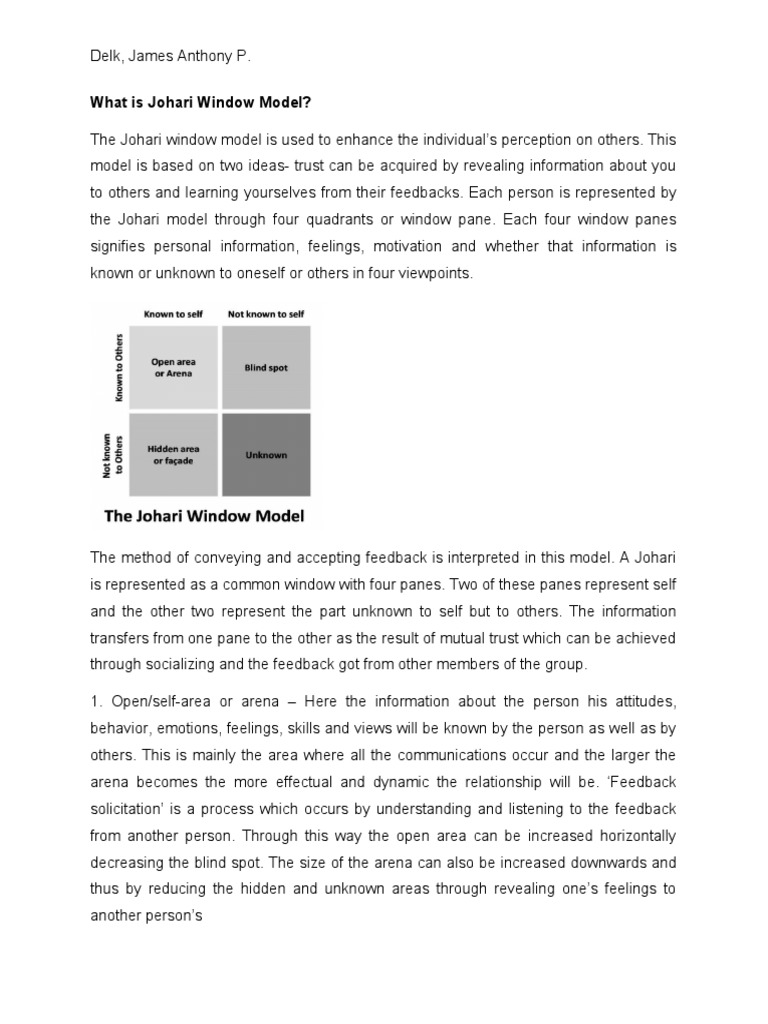 What Is Johari Window Model? | PDF | Information | Feeling