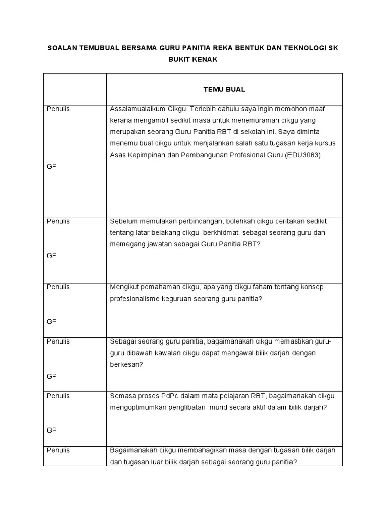 Soalan Temu Bual | PDF