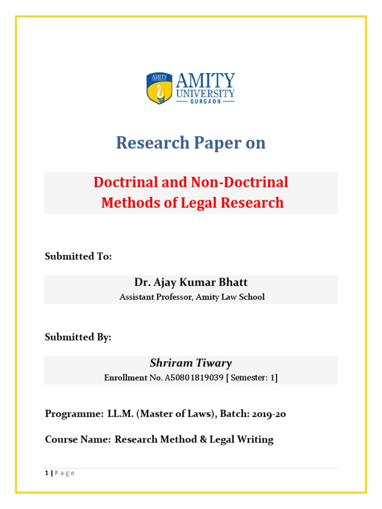 Doctrinal and Non-Doctrinal Methods of L PDF | PDF | Qualitative ...