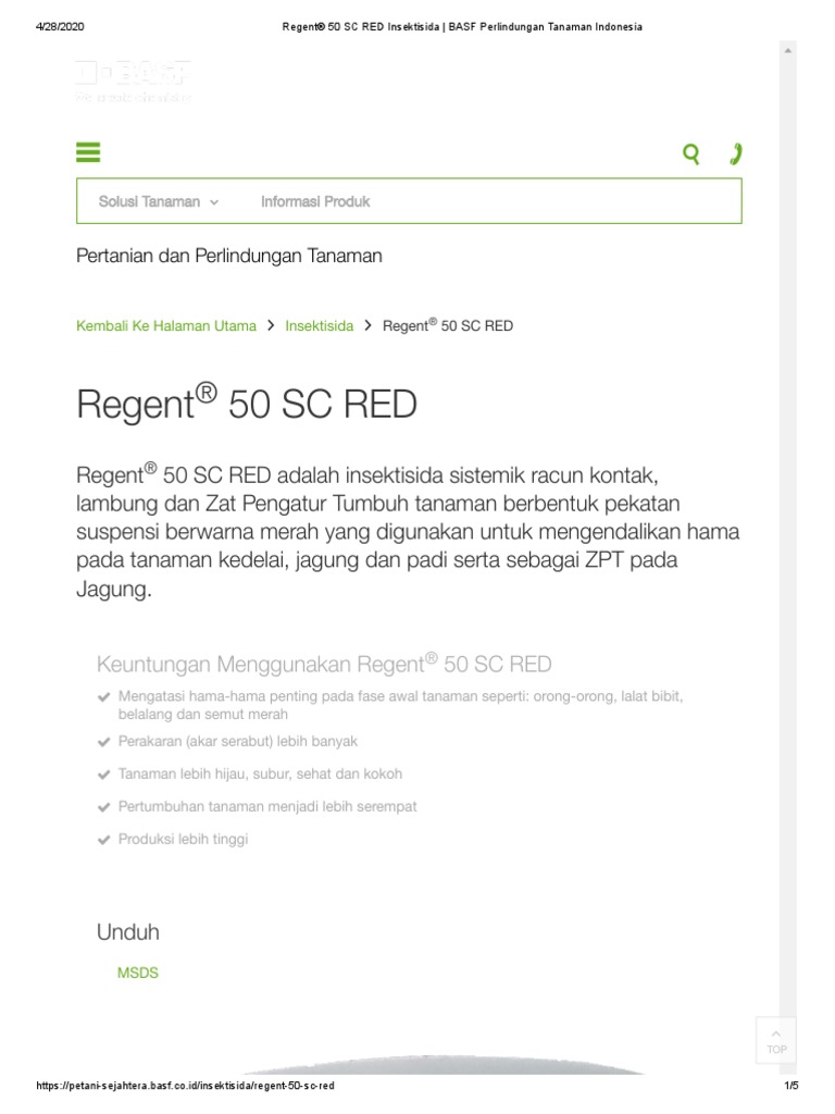 Regent® 50 SC RED Insektisida - BASF Perlindungan Tanaman Indonesia PDF ...