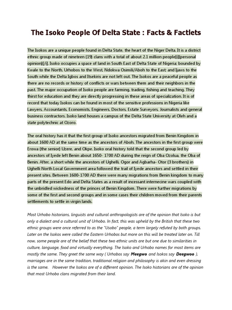 The Isoko People of Delta State | PDF | Nigeria | Ethnicity