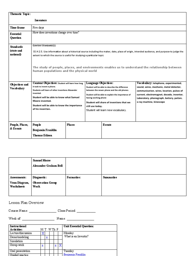 Unit Plan | PDF | Telephone | Lesson Plan