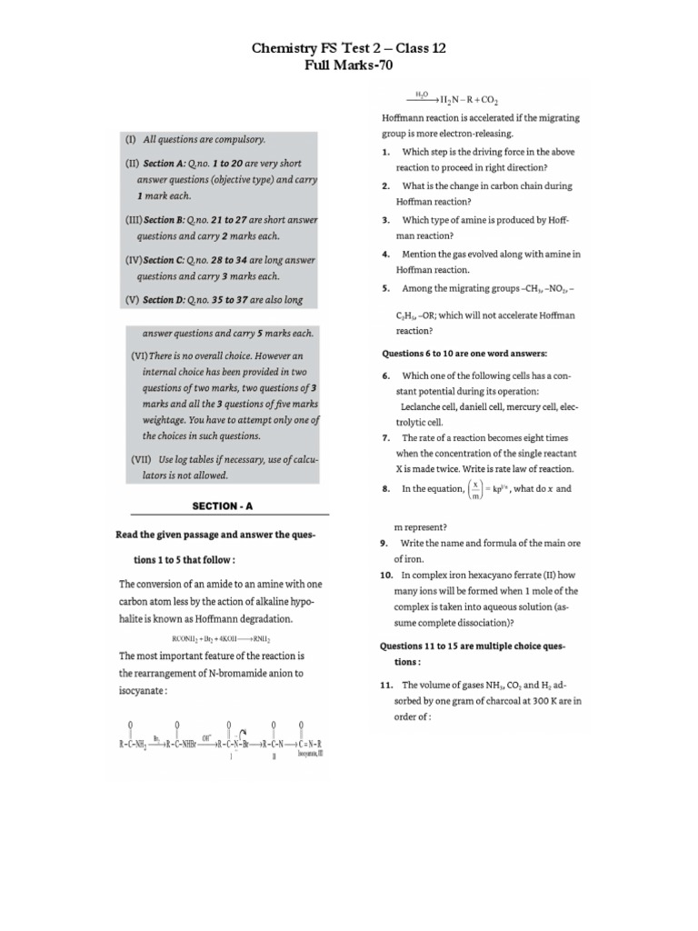 Chemistry Fs Test 2 | PDF