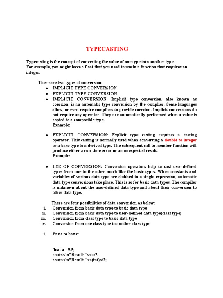 TYPECASTING | PDF | Computer Engineering | Scientific Modeling