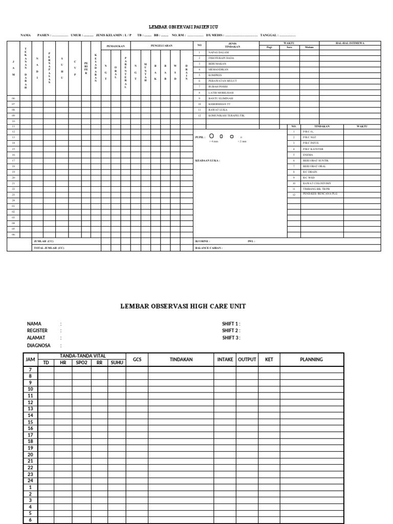 Lembar Status Follow Up Di ICU Dan HCU | PDF