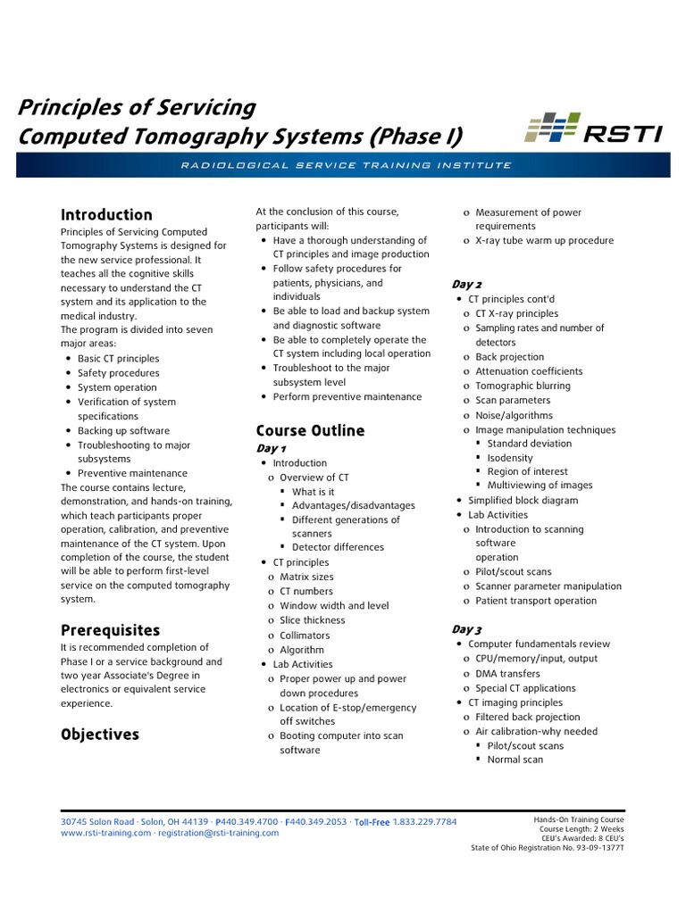CT Systems Servicing Training Course | PDF | Tomography | Ct Scan