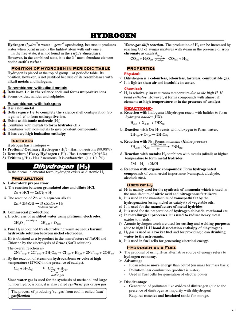 Hydrogen | PDF | Hydride | Hydrogen