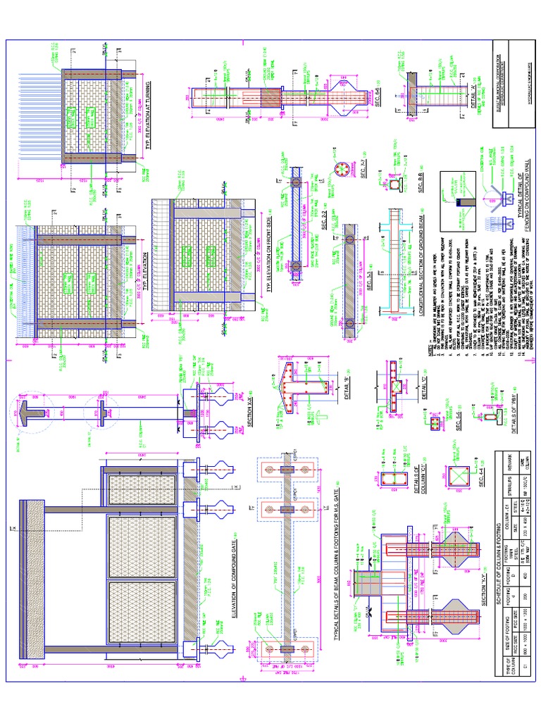 Compound Wall Detail Drawing
