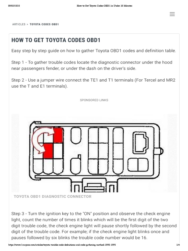 How To Get Toyota Codes OBD1 in Under 10 Minutes | PDF | Propulsion ...