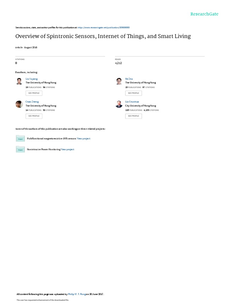 Overview of Spintronic Sensors Internet of Things PDF | PDF | Biosensor ...