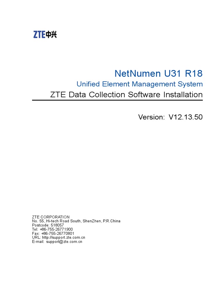 SJ-20140724091740-024-NetNumen U31 R18 (V12.13.50) ZTE Data Collection Software Installation ...