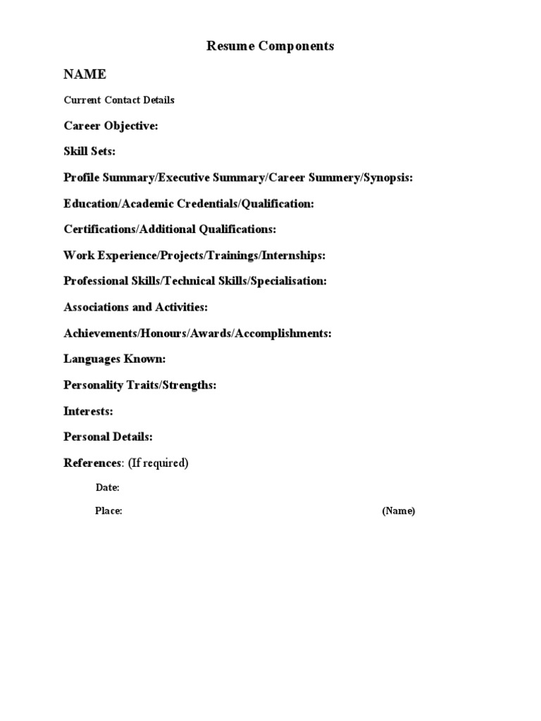List of Resume Components | PDF