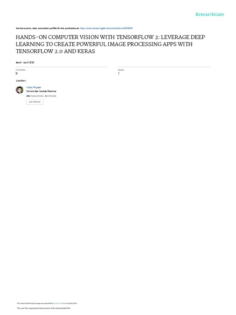 Hands On Computer Vision With Tensorflow 2 Lever 9781788830645 ...