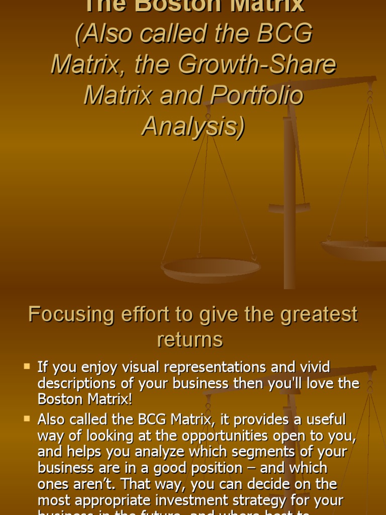 Also Called The BCG Matrix, The Growth-Share Matrix and Portfolio ...