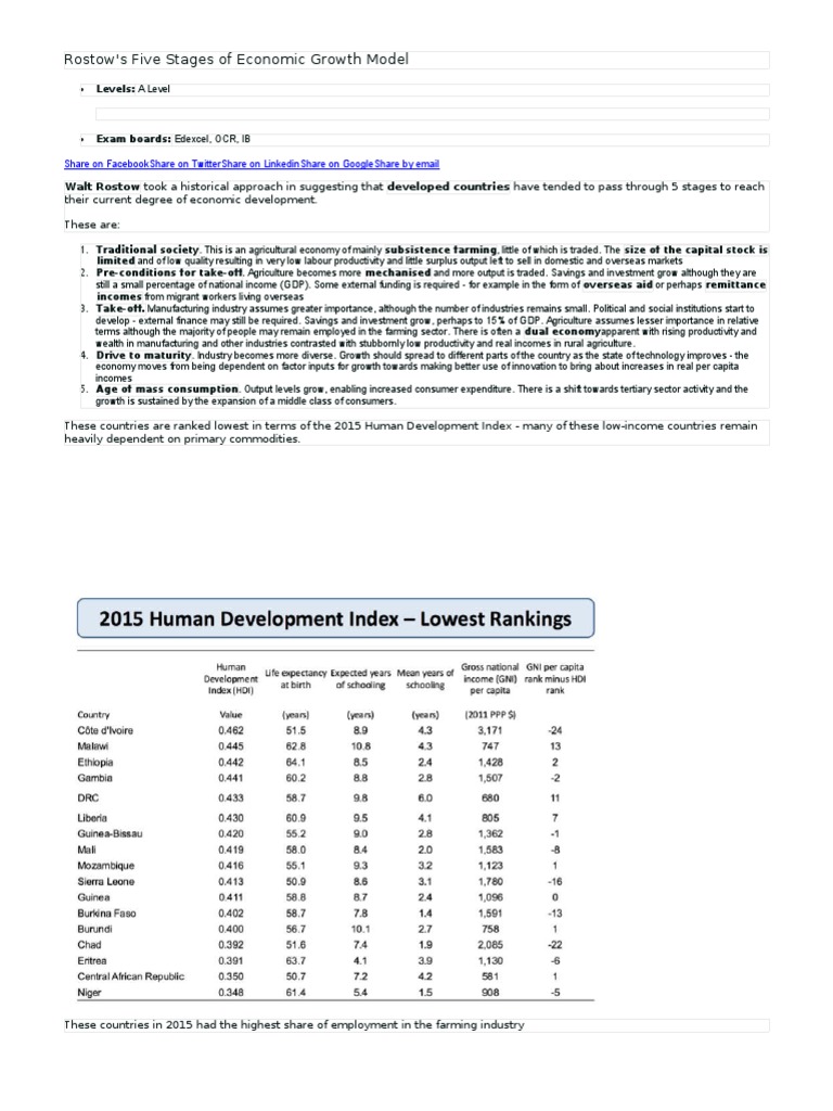 5 Phases of Economic Development | PDF | Economic Growth | Gross ...