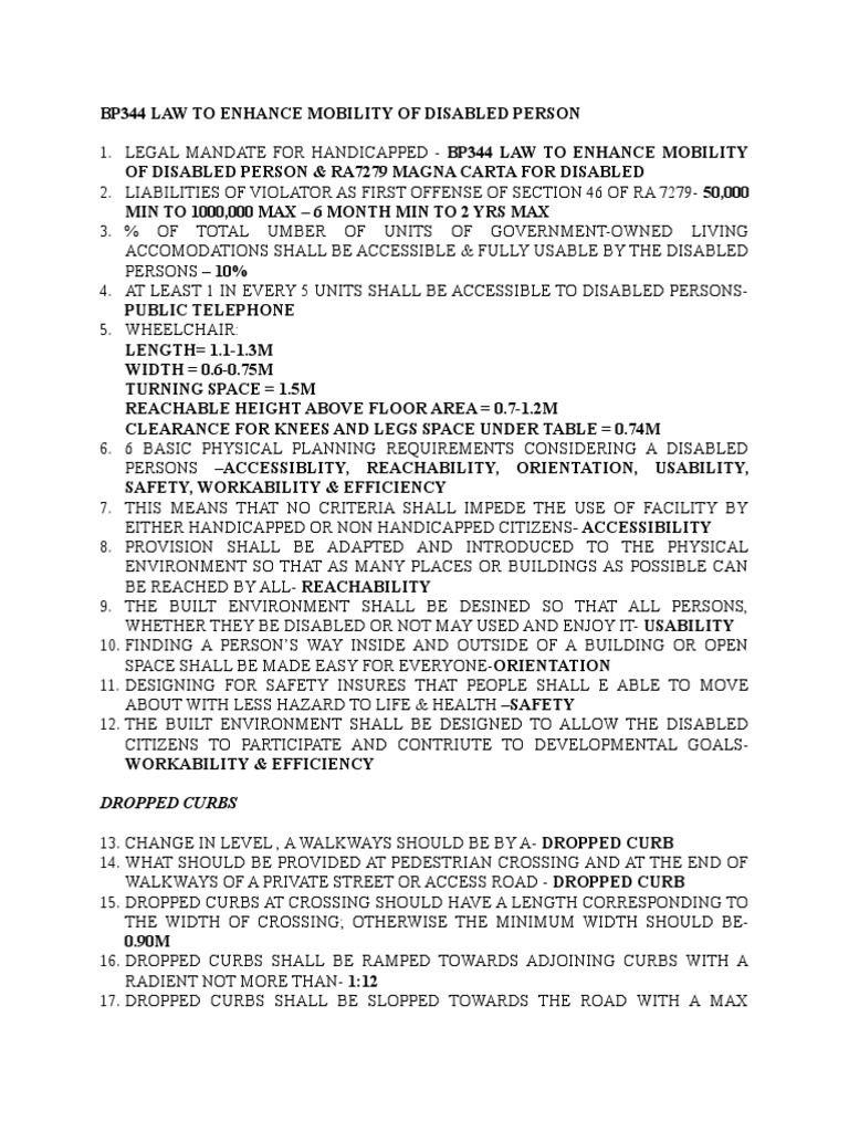 BP344 Accessibility Law Overview | PDF | Stairs | Public Toilet