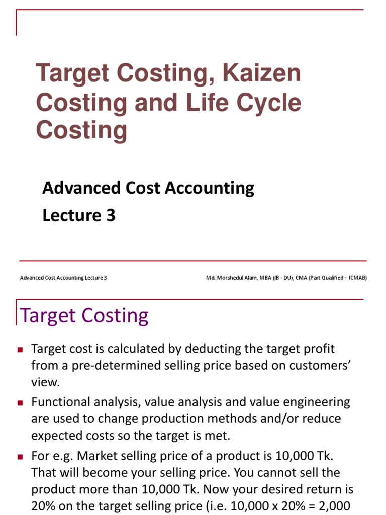 Target Costing and Kaizen Costing Explained | PDF | Product Lifecycle ...