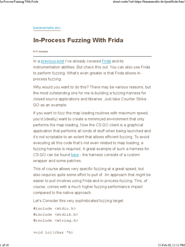 In Process Fuzzing With Frida | PDF | Software Development | Systems ...