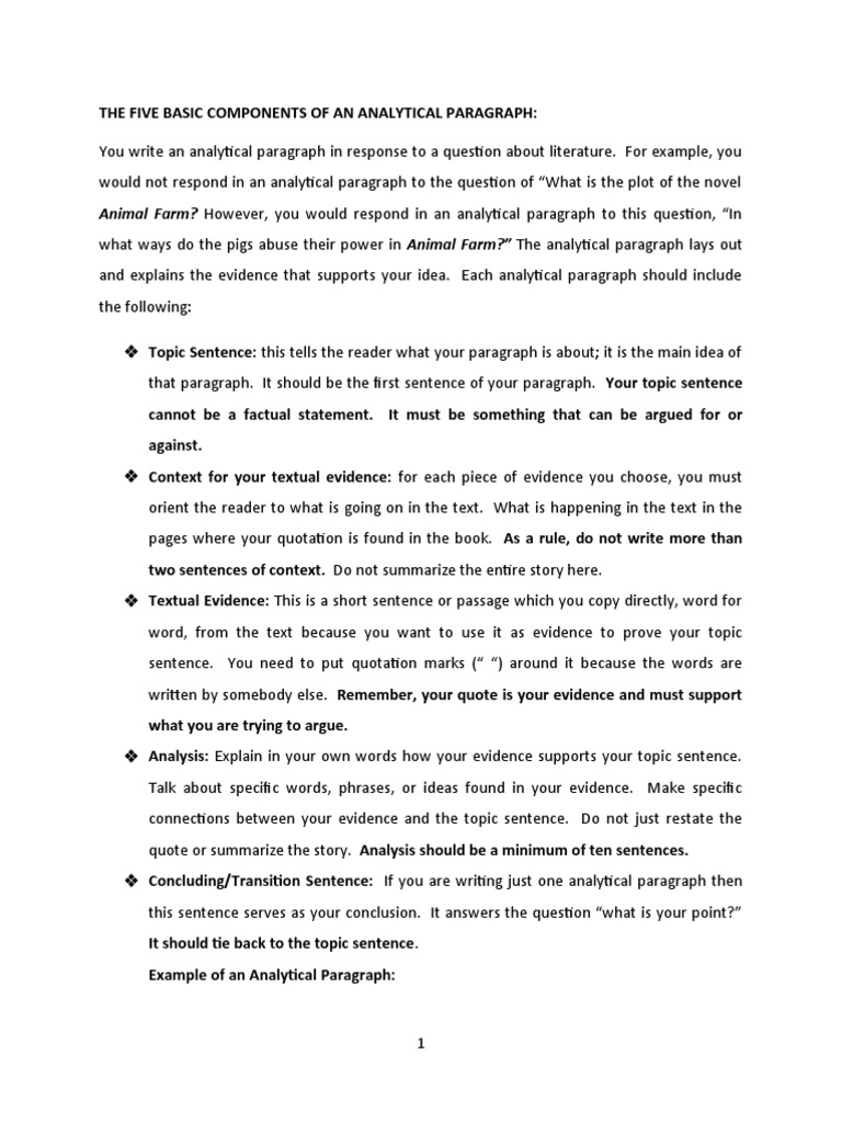 Components of an Analytical Paragraph | PDF | Question | Paragraph