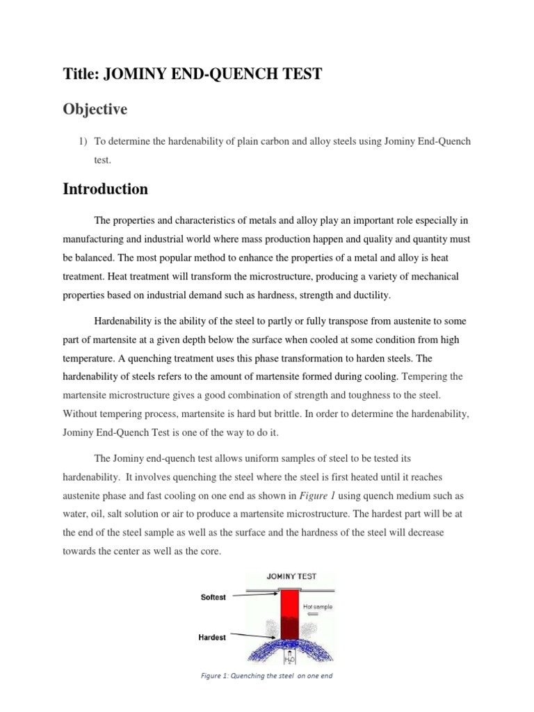 Lab Jominy End - Quench Test | PDF | Steel | Mining