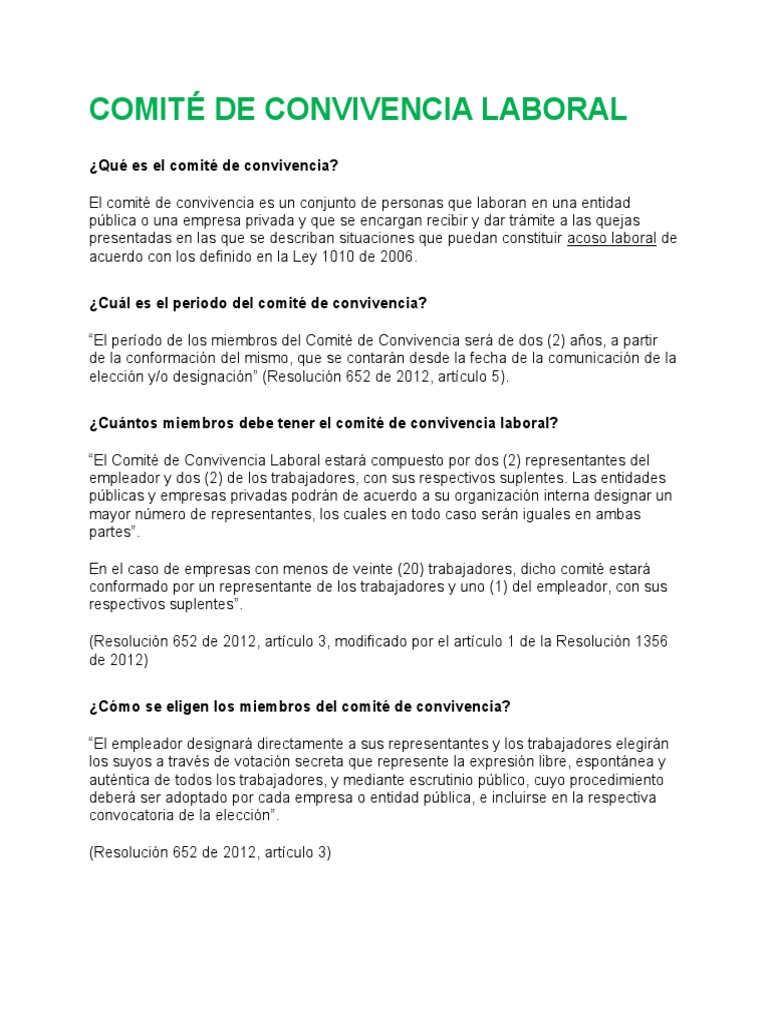 Comité de Convivencia Laboral Word | PDF | Derecho laboral | Justicia