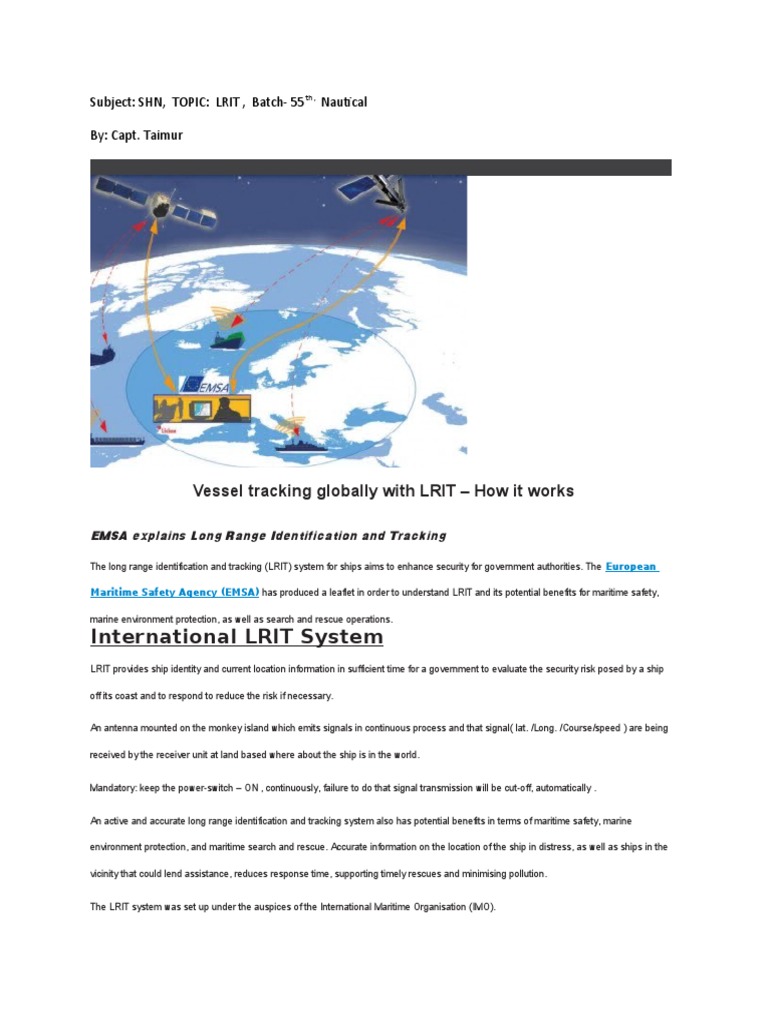International LRIT System: Subject: SHN, TOPIC: LRIT, Batch-55 Nautical ...