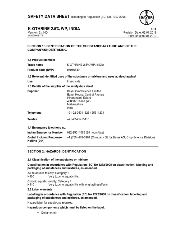 Safety Data Sheet: Section 1: Identification of The Substance/Mixture ...