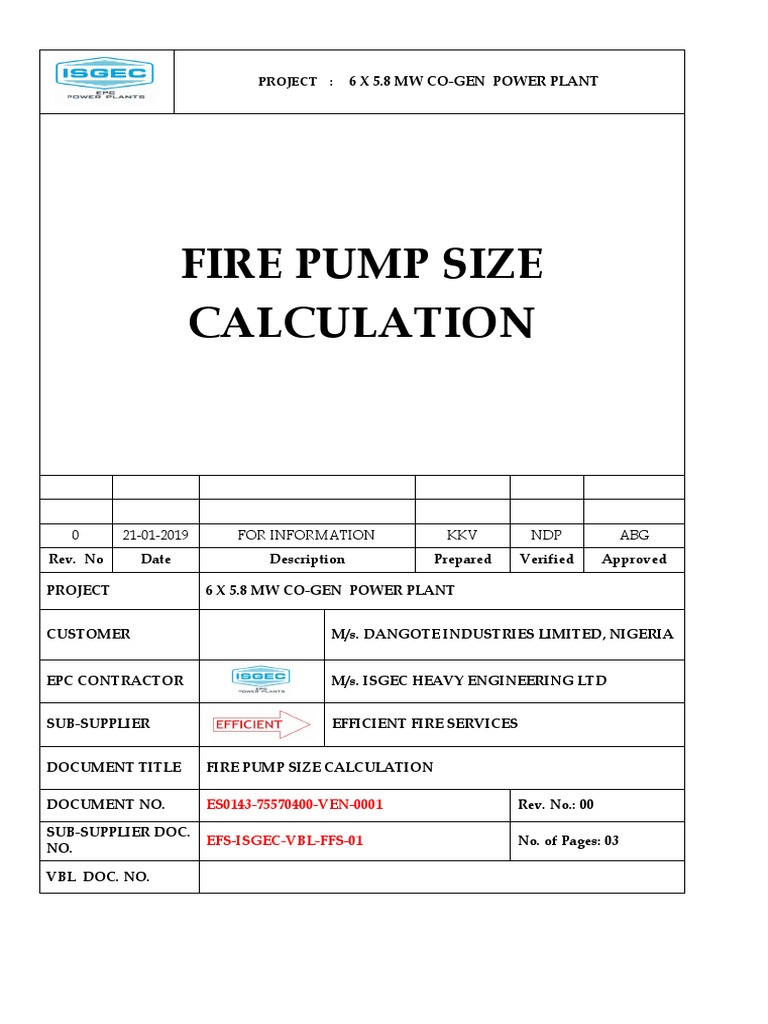Fire Pump Size Calculation: Project | PDF | Firefighting | Energy ...