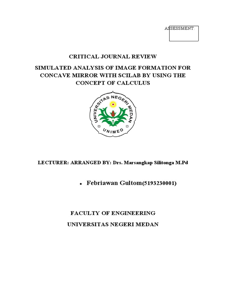 Critical Journal Review Simulated Analysis of Image Formation For ...