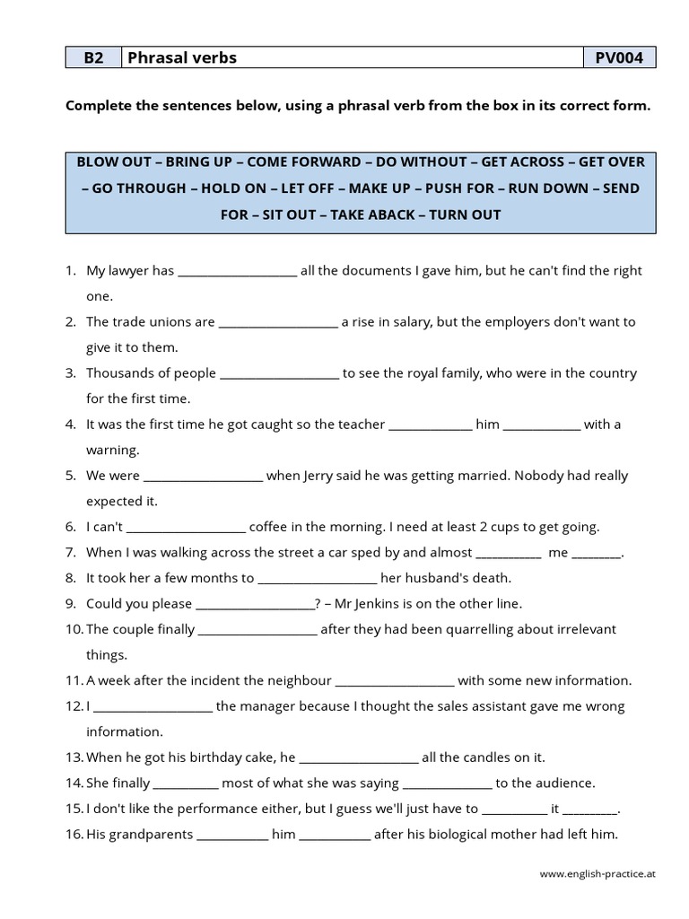 B2 Phrasal Verbs PV004: WWW - English-Practice - at | PDF