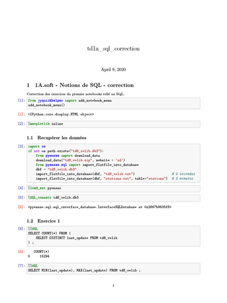 1 1a.soft - Notions de SQL - Correction | PDF