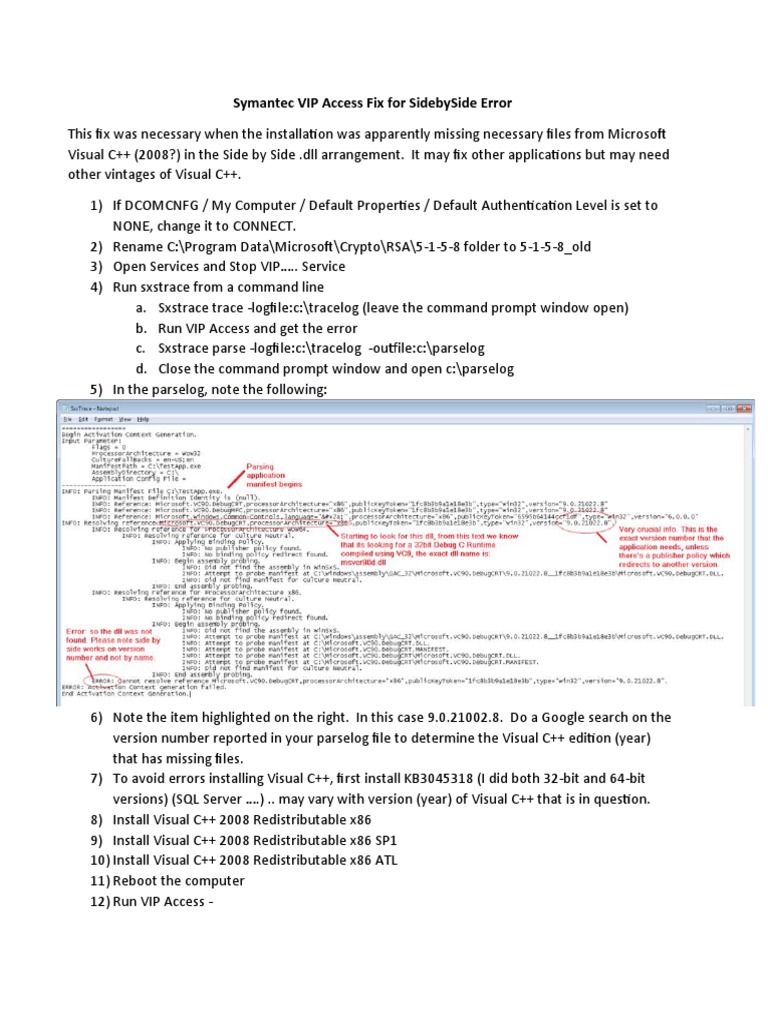 Symantec Vip Access Fix For Sidebyside Error | PDF Symantec Vip Access Fix For Sidebyside Error | PDF