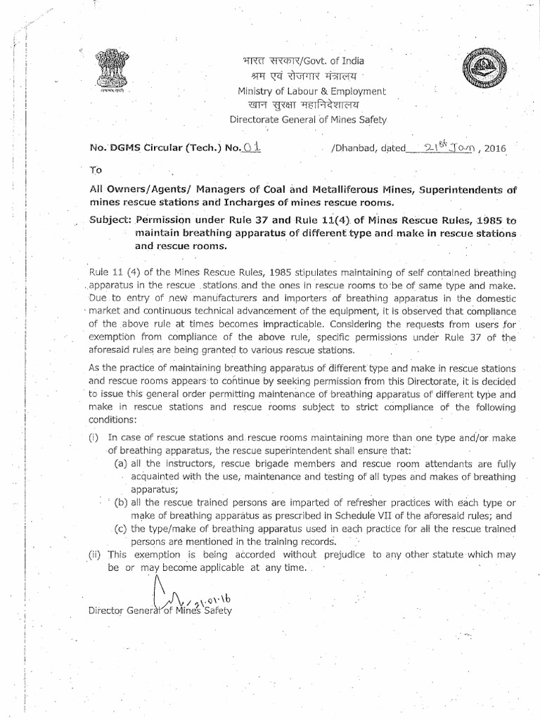 DGMS Circulars-2016 PDF | PDF