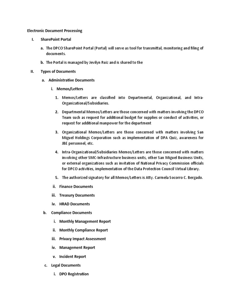 Electronic Document Processing Guidelines | PDF | Share Point ...