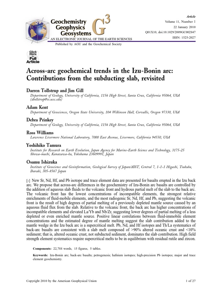 Across-Arc Geochemical Trends in The Izu-Bonin Arc: Contributions From ...