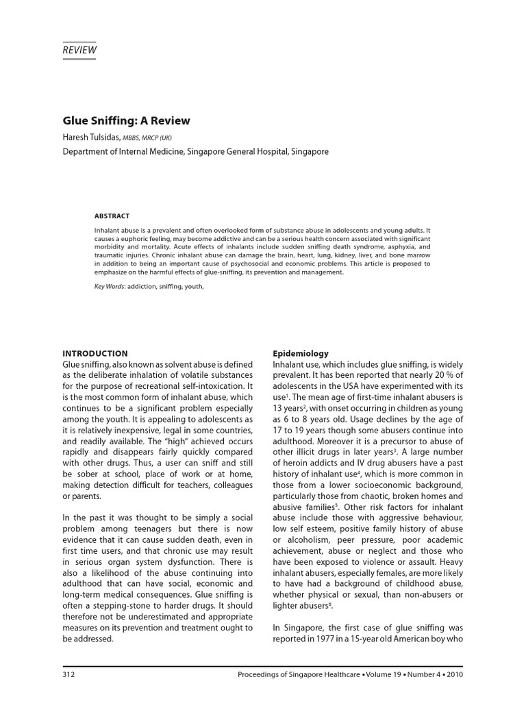 Glue Sniffing: A Comprehensive Review of the Prevalence, Health Effects ...