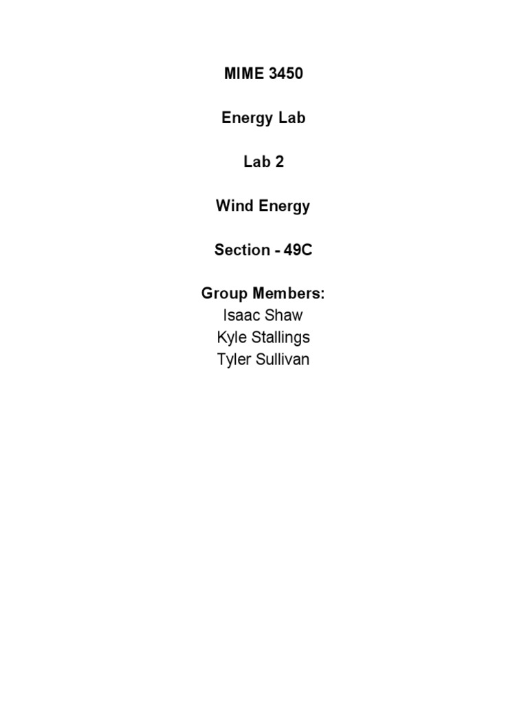 Wind Energy Lab: Cp Value Analysis | PDF | Science & Mathematics ...